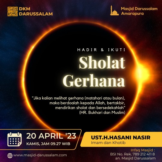 Shalat Sunah Gerhana Matahari 1444 H | Masjid Darussalam - Amarapura Shalat Sunah Gerhana Matahari 1444 H | Masjid Darussalam - Amarapura